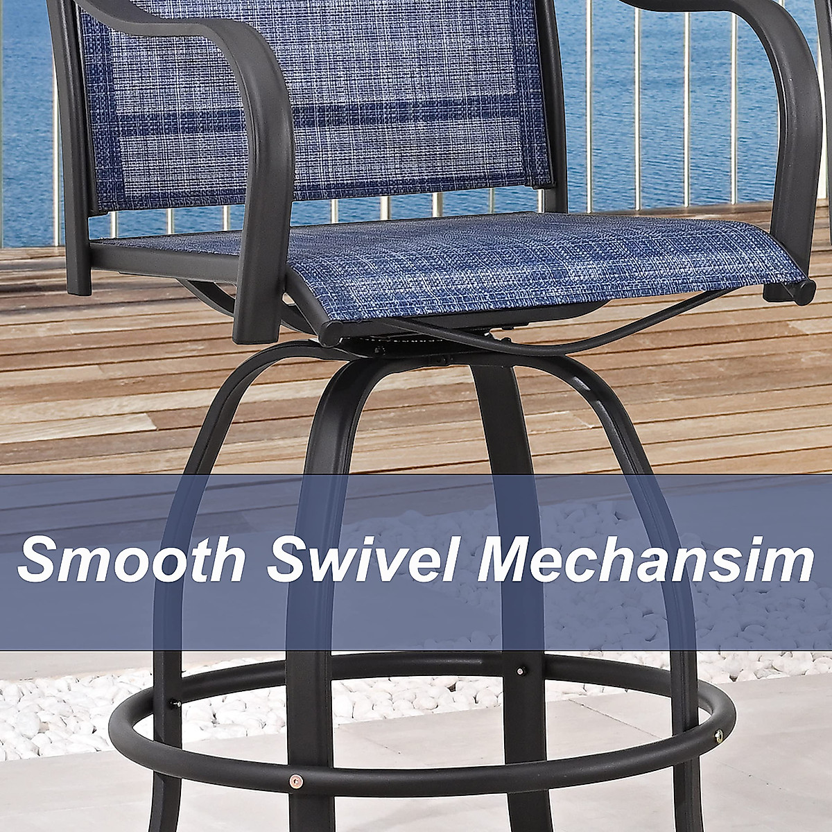 PatioFestival Outdoor Swivel Bar Stools Patio High Bistro Stool Height Chairs All Weather Furniture Bar Dining Chair,Set of 2