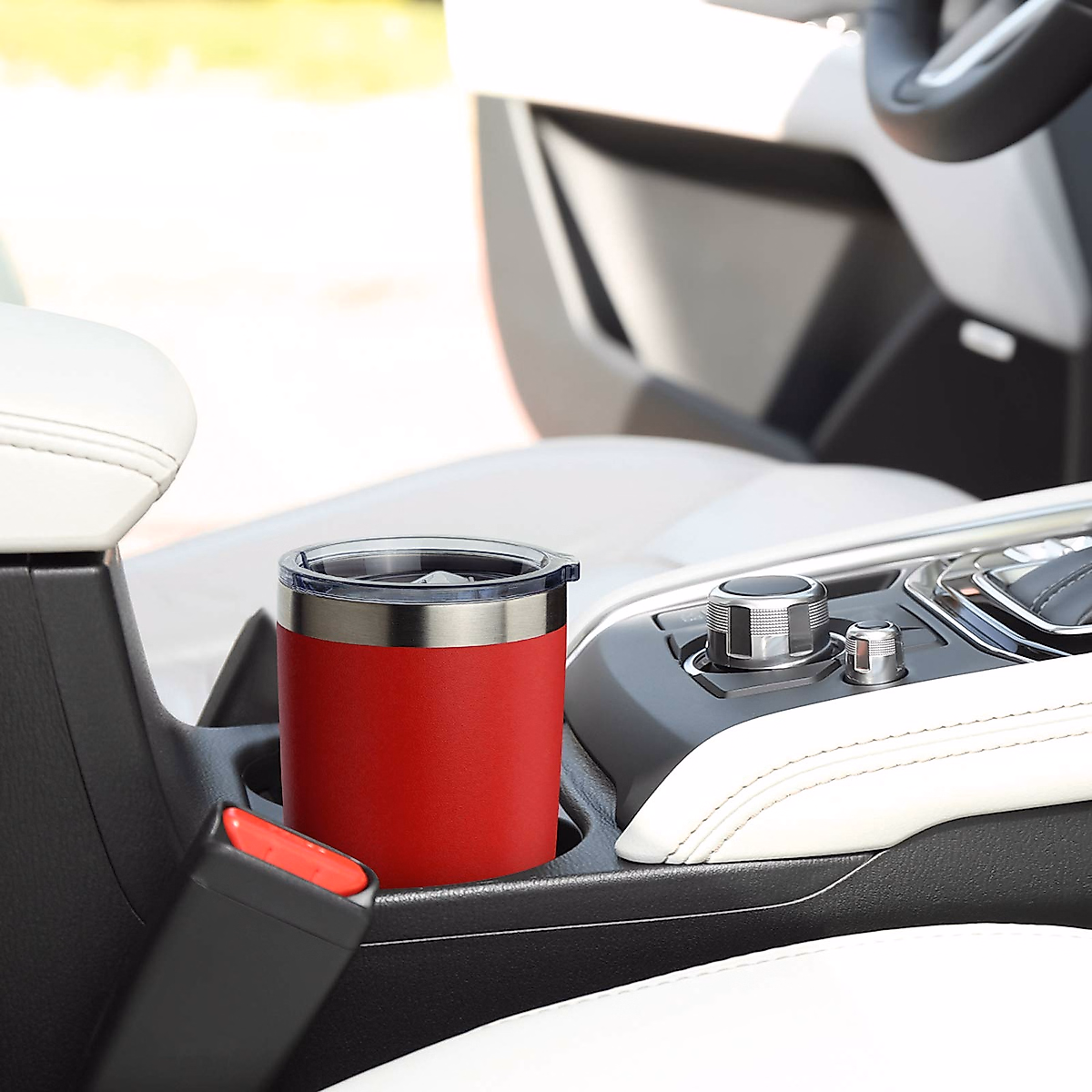 COMOOO 20oz Double Wall Vacuum Insulated Travel Mug, Stainless Steel Tumbler with Lid and Straw Durable Powder Coated Insulated Coffee Cup for Cold & Hot Drinks (Red, 6 PACK)