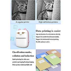 Heaunzy Label Maker Machine with Tape,Mini inkless Photo Printer,Sticker Printer,Multi-Function Match with 5 Rolls of Common Paper,Thermal Bluetooth Label Printer for Small Business,Portable Printer.