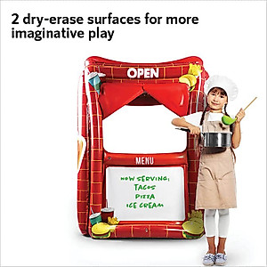 Upper Midland Products Inflatable Puppet Theater and Drive Thru - Puppet Show Theater for Kids with Dry Erase Board - Puppet Show for Kids- Reversible Toddler Drive Thru Play - 28" x 20" x 41"Inches
