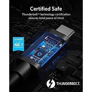 Anker Thunderbolt 4 Cable 2.3 ft, USB-C to USB C Cable, Supports 8K Display/40Gbps Data Transfer/100W Charging, for iPhone 15 Pro, MacBooks, iPad Pro (Intel Thunderbolt Certified), Monitor Connection