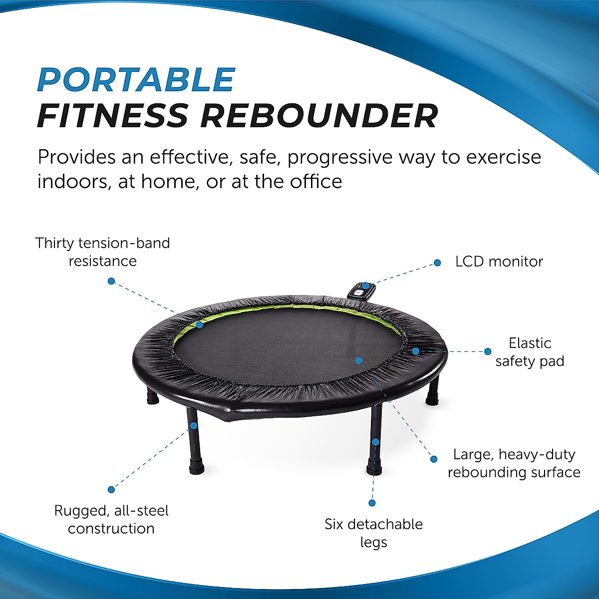 Stamina Fitness Trampoline - Exercise Trampoline with Smart Workout App - Indoor Trampoline Fitness Rebounder