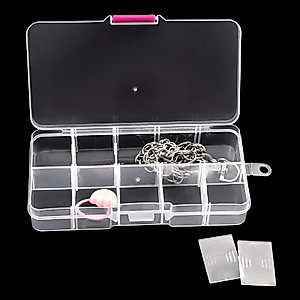 TAICHEUT 32 Pack 10 Grid Plastic Jewelry Organizer Box, 5 x 2.5 Inch Plastic Box with Removable Dividers Clear Divider Storage Box for Beads, Jewelry and DIY Crafts