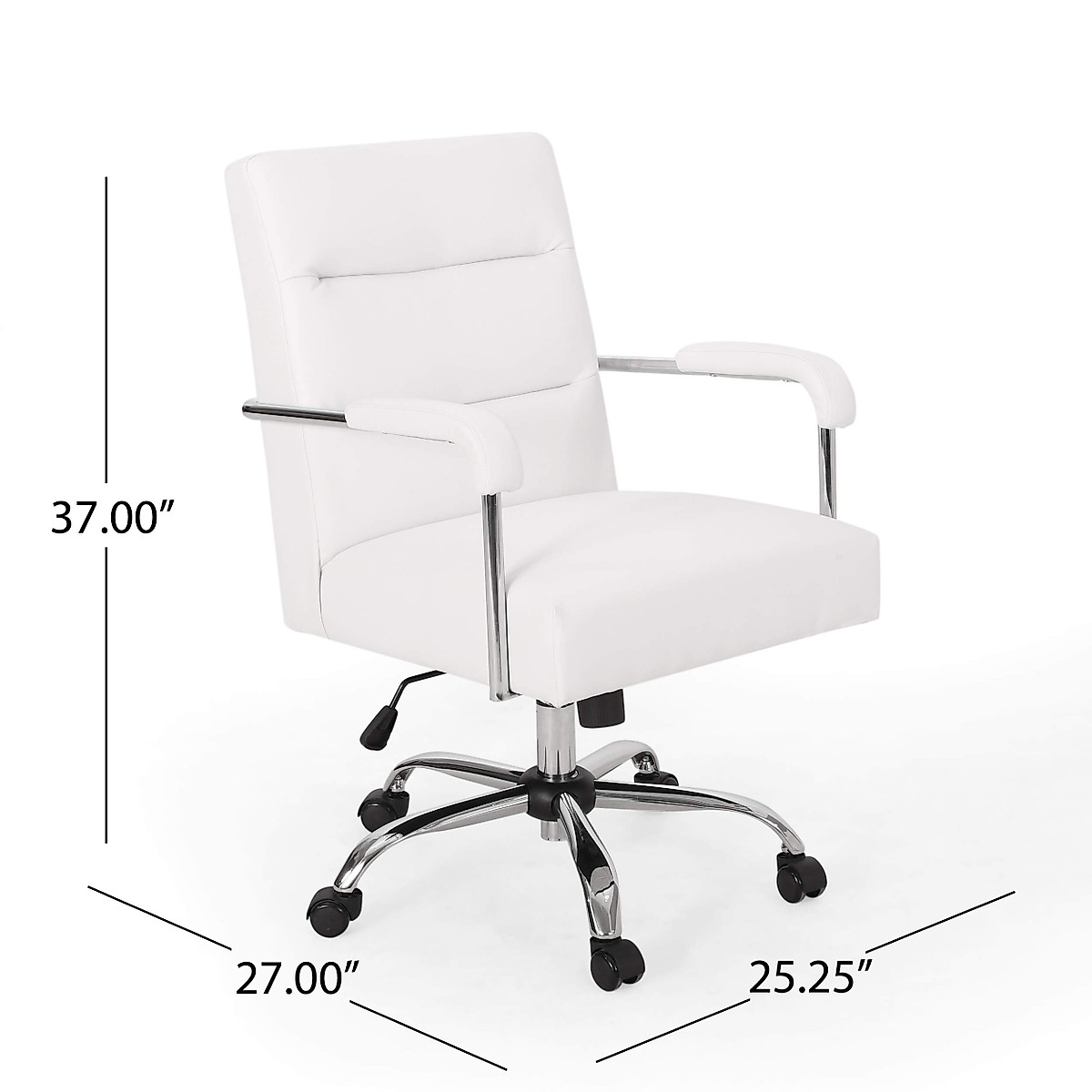 Christopher Knight Home William Modern Channel Stitched Swivel Office Lift Chair, White and Chrome