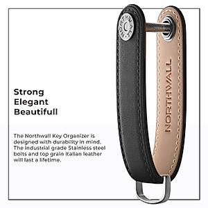 Northwall Key Organizer Keychain, 100% Italian Leather Compact Key Holder, Secure Locking Mechanism, Holds up to 7 Keys, (ThorKey Black)