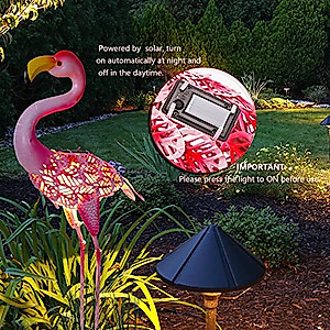 Glintoper Solar Flamingo Outdoor Garden Statues, Pink Flamingo Metal Figurine Lights, Solar Powered Decorative Birds Yard Sculptures Art for Landscape Patio Yard Walkway Pathway Lawn