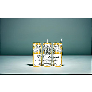 Alpha Custom Printing Green Bay Foootball Team (Look-alike) Beer Can 20oz tumbler with straw