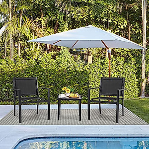 Devoko 3 Pieces Patio Furniture Set Outdoor Textilene Bistro Set Modern Porch Furniture Patio Chairs Set of 2 with Coffee Table for Lawn Backyard