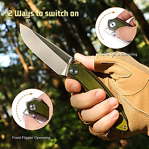 XTOUC SG Pocket Knife for Men,14C28N Sharp Blade G10 Handle,Thumb Stud Opener Folding Knives for Outdoor Camping Survival Hiking