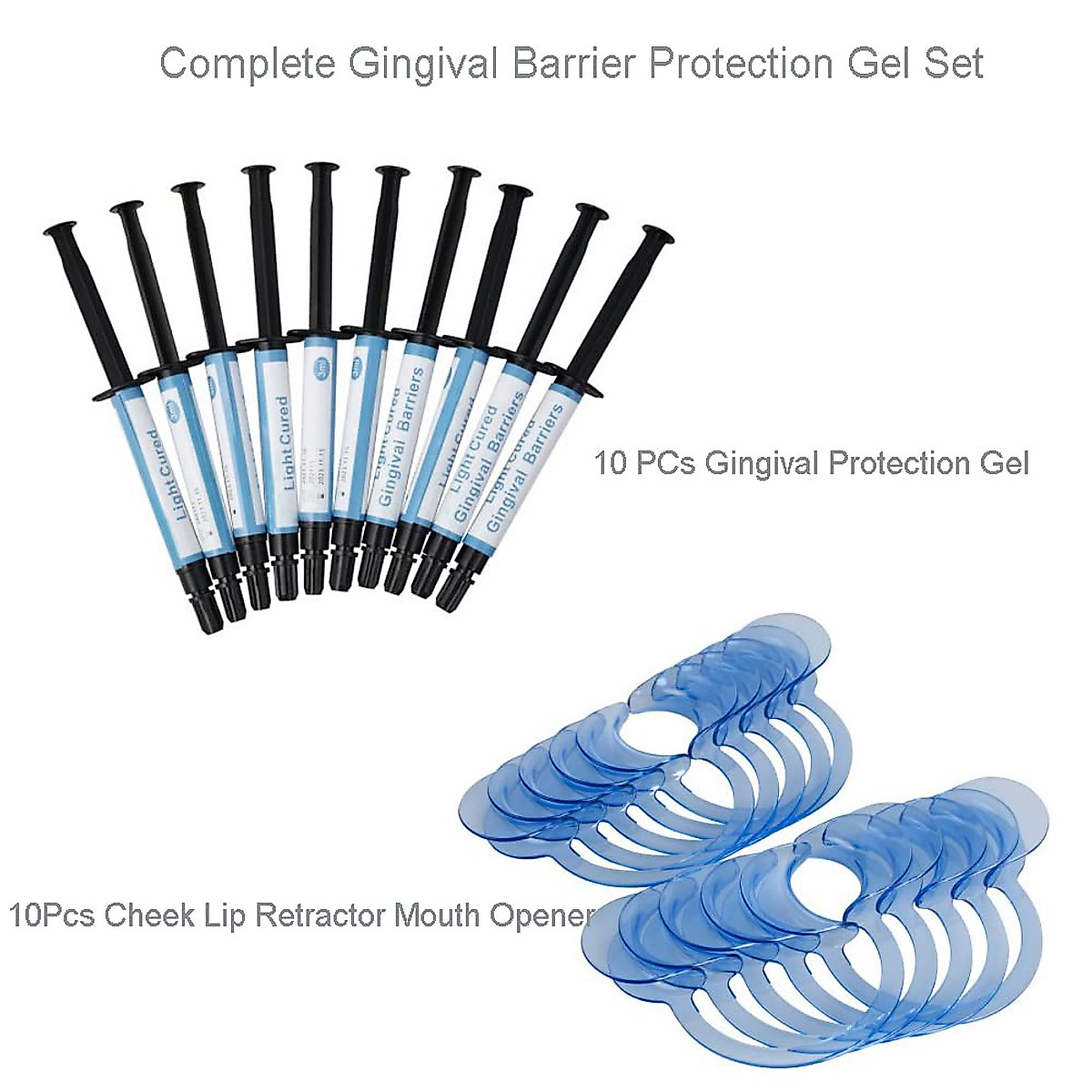 Colilove 10 Pcs 3ml Gingival Barrier Protection Gel Gum Dam Protector Gel Tip Teeth Whitening Kit with 10Pcs Cheek Lip Retractor Mouth Opener