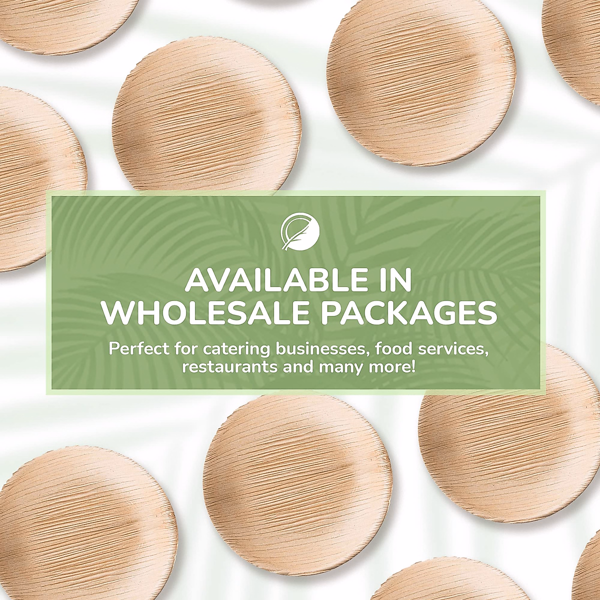 THE CLEAR CONSCIENCE TCC - Palm Leaf Appetizer Plates, 4" round, 50 pcs, Bamboo & Wood Style, Biodegradable, Single Use, Disposable, Usable for Hot Dishes