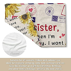 Autogiftry Sister Gifts Blanket, Sister Gifts from Sister, Sister Birthday Gifts from Sister Brother, Sister Christmas Blanket Gifts to My Sister, Big Sister Gift Throw Blanket 60” x 50” (Beige)