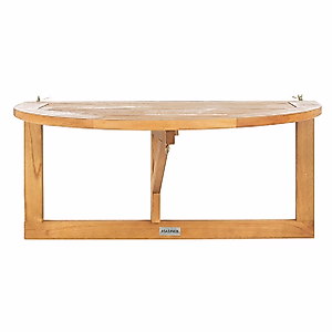 Safavieh PAT7045A Outdoor Collection Owens Natural teak wood Balcony Hanging Half Table