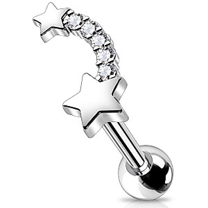 Melighting 16G Catilage Earrings 316L Surgical Steel Helix Earrings Clear CZ Star Cluster Tragus Piercing Jewelry for Women Men Body Piercing Jewelry