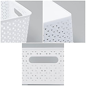 Obstnny Plastic Storage Baskets for Organizing, White Plastic Basket Bins, Set of 4