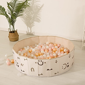 TRENDPLAY Pit Ball for Baby Toddlers Pet Fun Toys for Ball Pit Pool Playpen, Indoor Outdoor Play with Storage Bag, Pack of 100, Pink+Gold+White+Transparent