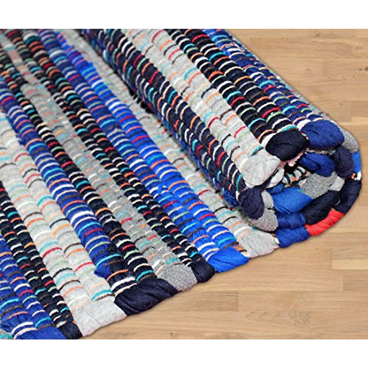 COTTON CRAFT Cotton Chindi Rag Rug - 2 Pack - Boho Farmhouse Rustic Area Accent Throw Rug - Handwoven Reversible Natural Recycled Yarn - Living Room Den Study Home Décor Gift -20 x 32 in - Multi Color