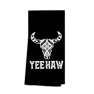 OHSUL Western Kitchen Towels,Yee Haw Western Bull Skull Kitchen Towels Dish Towels Dishcloth,Western Yee Haw Hand Towels for Bathroom,Western Kitchen Decor,Yee Haw Gifts (Color-2)