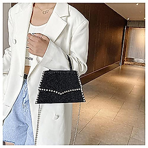 Bling Crystal Crossbody Chain Evening Purse Top Handle Bags Glitter Rhinestone Handbag Party Club Clutch Purse for Women (Silver)