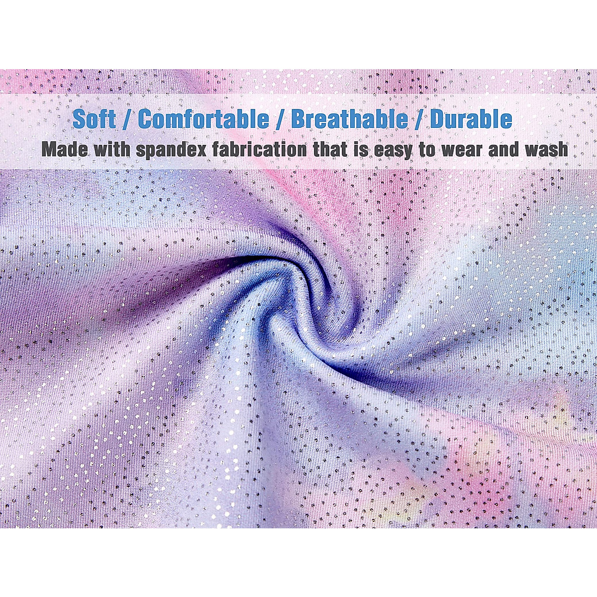 Gymnastics Leotards for Girls 7-8 Years Sparkly Purple Tie Dye Sleeveless Biketards Stretchy Tumbling Practicing Unitard