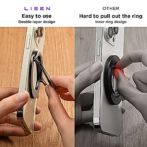Compatible for Magsafe Ring Holder Grip Magnetic Phone Ring Holder Cell Phone Grip for Back of Phone Gripper Loop Finger Holder Adjustable Kickstand for iPhone 13 12 14 14Plus 14 Pro Max MagSafe Case