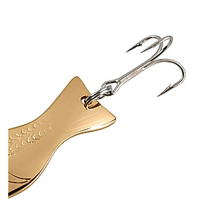 Al's Goldfish Lure Company, G300 Goldfish Freshwater Fishing Spoon Lure with Treble Hook for Trout, Salmon, Bass, Walleye, Northern Pike and Muskie. 1/2 oz. 2-3/4", 2 Hook, Gold