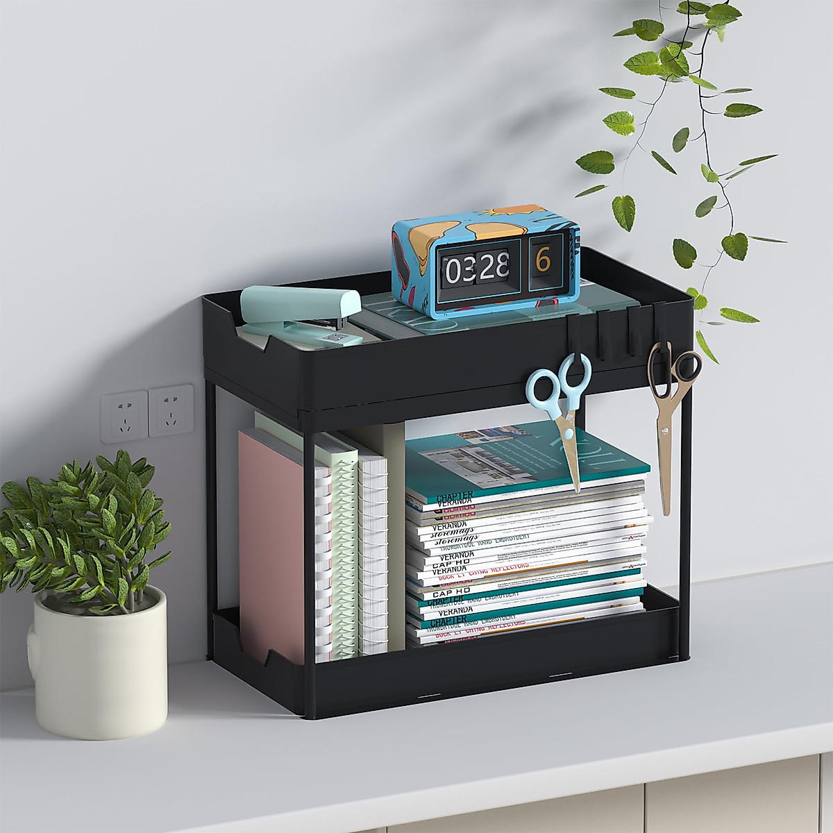 WISCLASS 2 Pack Under Sink Organizer,2 Tier Bathroom Cabinet Organizer with Sliding Basket,Multi-Purpose Under Sink Organizers and Storage for Bathroom Kitchen