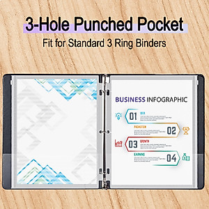 Antner 12 Pack Letter Size Binder Pockets 3 Holes Zipper Binder Folders for 3-Ring Binder, Clear PVC Loose Leaf Bag Binder Pouch Insert Pages Sheet Protectors Waterproof Document Filling Storage Bags
