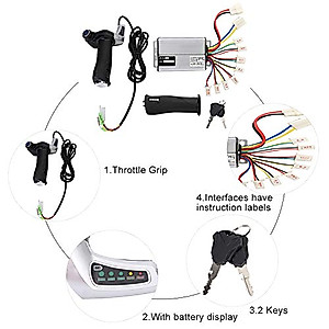 36v 48V 1000W Motor Brushed Speed Controller with Locking Throttle Twist Grip & Power Display for E-Bike(36V 1000W)