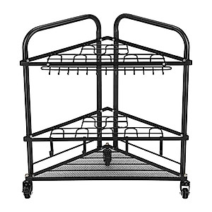 tonchean Garden Tool Organizer With Wheels Iron Corner Tool Storage Rack Rolling Corner Tool Storage Rack Easy To Install For Shed, Garage, Garden, Black
