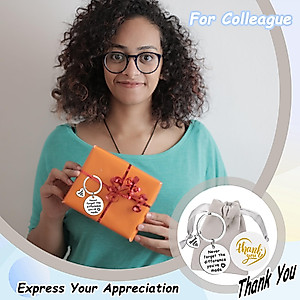 ILHSTY 30 pcs Thank You Gifts Bulk Appreciation Keychains For Men Womem, Leaving Gift Employee Appreciation Gifts Inspirational Keychian Velvet Pouch for Coworker Teacher Volunteer Nurse（30 PCS