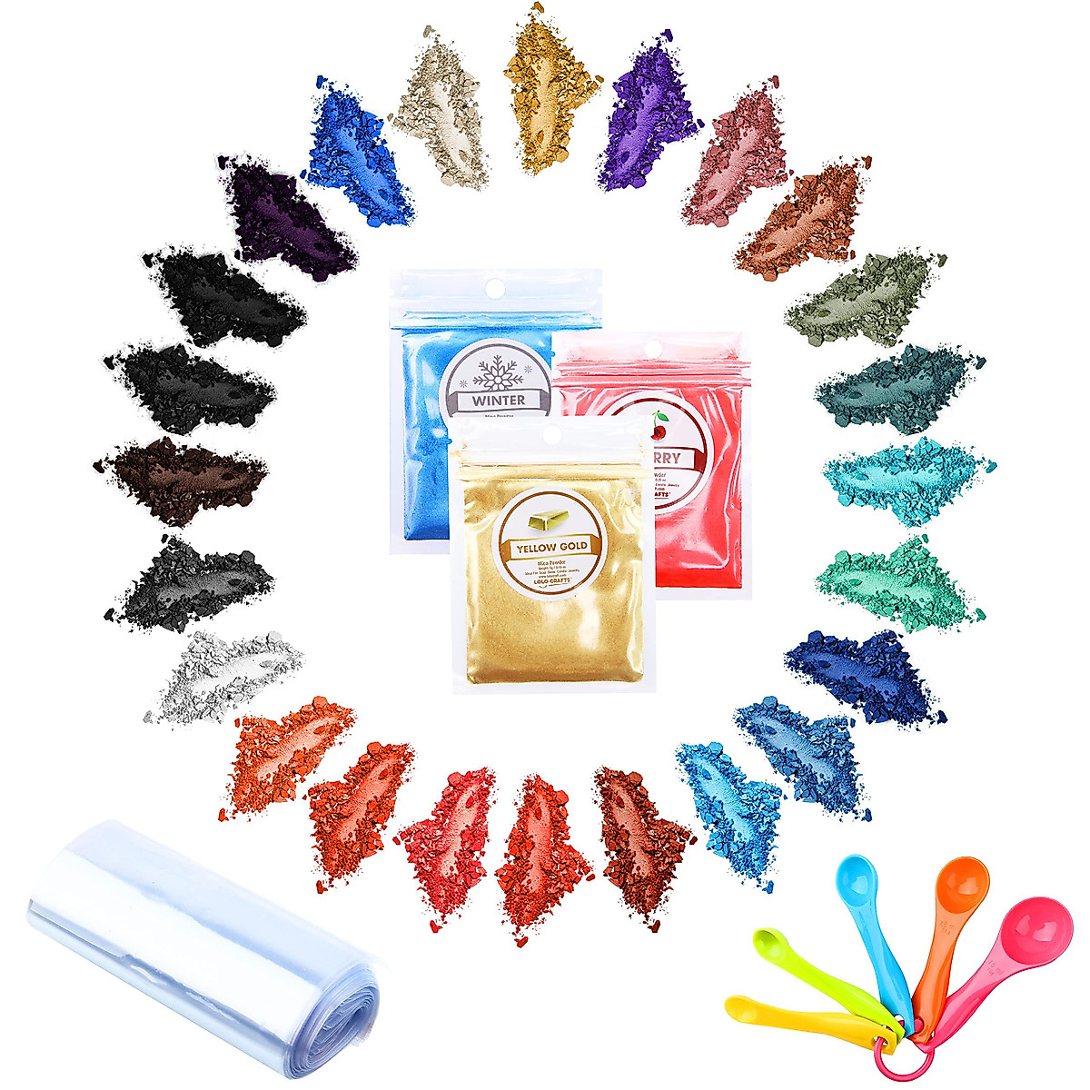 Mica Powder - (24-Pack/ .18 Oz Each) Color Soap Making Epoxy Resin Pigment, Bath Bomb, Candle, Nails