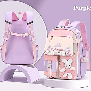 Purple Rabbit Backpack Cute Teenage Lightweight Waterproof Travel Bag Birthday Gifts Backpacks (Rabbit Purple, Large)