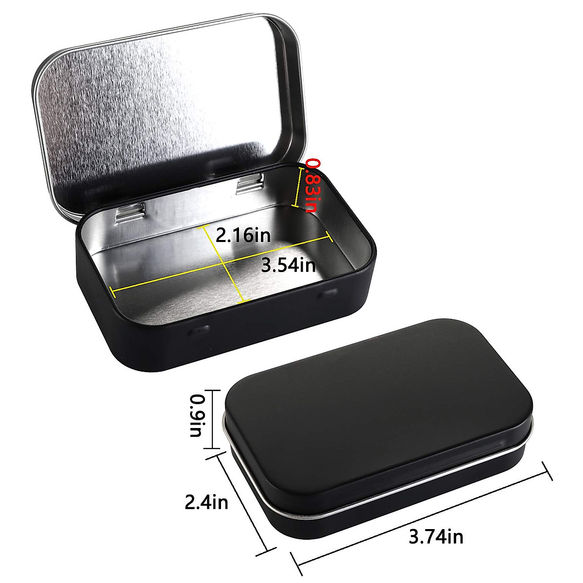 Lawei 40 Pack Metal Rectangular Empty Hinged Tins - Black Matte Mini Portable Box Containers Small Storage Kit for Home Organizer Storage Drawing Pin Jewelry Crafts