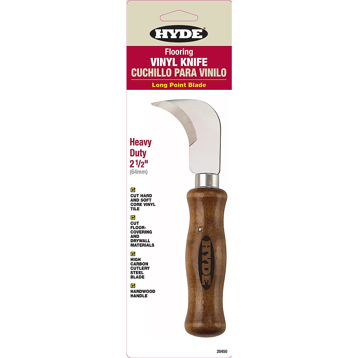 Hyde Tools 20450 2-1/2-Inch Vinyl Long Point Knife