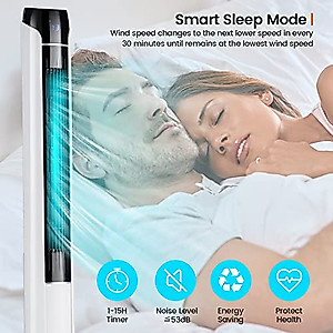 Tangkula 48-Inch Tower Fan with Remote Control, Quiet Bladeless Tower Fan w/ 3 Speeds, 3 Modes, 1-15H Timer & LED Display, 80° Oscillating Floor Standing Fan, Portable Circulating Fan for Home Office