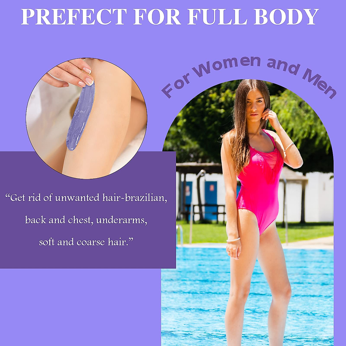 PURPLESKY Wax Beads, 3.3LB Coarse Hard Wax Beads Bulk for Hair Removal, Waxing Beads for Brazilian Bikini, Leg, Chest, Back, Lavender Scent