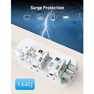Flat Plug Power Strip - TROND 5ft Ultra Thin Extension Cord with 6 Widely Outlets and 3 USB Ports(1 USB C) + New Zealand Power Adapter - TROND US to Australia Power Plug Adapter with 2 USB Ports 3
