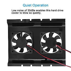ASHATA HDD Fan Cooling Cooler, 3.5" Hard Disk Drive Fan Cooling Cooler Gold Tone, Hard Disk Cooler for HDD with Fast Heat Dissipation, 2 Fans Design(Black)