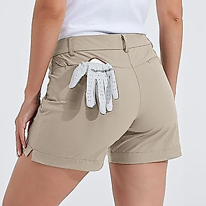 Willit Women's 4.5" Golf Shorts Hiking Athletic Shorts with Pockets Quick Dry Water Resistant Khaki Size 4
