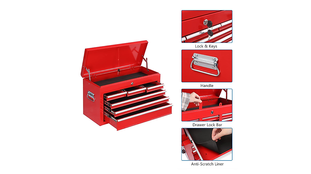 TUFFIOM 8-Drawer Rolling Tool Chest - Detachable & Lockable Storage