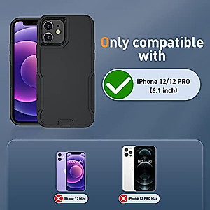 Xmon Case for iPhone 12 and 12 Pro, Heavy Duty Rugged Case Belt Clip Holster Kickstand Protective Cover [Shockproof] Compatible with Apple iPhone 12 and iPhone 12 Pro (Black)