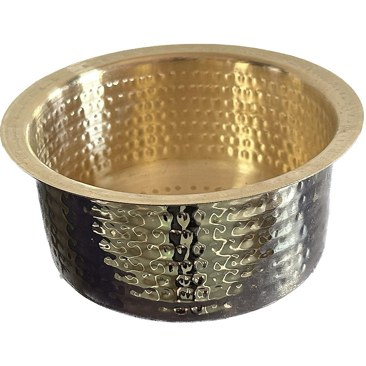 MUKE® Brass Hammered Patila, Brass Tope, Brass Cookware, Patila, Round Heavy Bottom Tapeli, Bhagona (1.5 Liter)