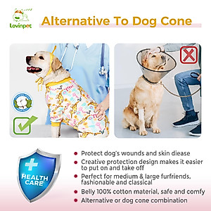 LovinPet Dog Surgery Recovery Suit - Professional Large Dog Recovery Suit Abdominal Wound Surgical Clothes Post-Operative Vest E-Collar Alternative Recovery,Giraffe,Yellow,L