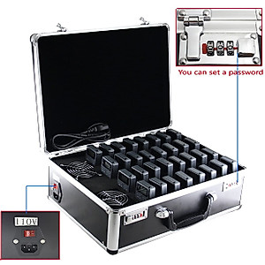 EXMAX Wireless Tour Guide/Monitoring Audio System with 32-slot Charge Case for Tour Guide,Tourism,Conference,Training,Church,Outdoor Scenic Spots(2 Transmitters 30 Receivers with 32-slot Charge Case)