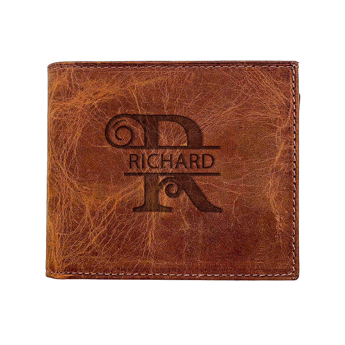 Personalized Leather Wallet for Men, Anniversary Gifts for Husband, Personalized Birthday Gifts for Dad, Boyfriend, Son, Fiance, Fathers Day Gifts, Custom Wallets for Men, Leather Men Wallet