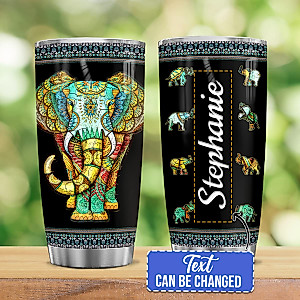 Wassmin Personalized Elephant Tumbler 20oz 30oz Custom Name Elephant Gifts For Women Kids Teen Drinking Cup Tumblers Coffee Travel Mug Birthday Christmas Presents Gifts Stuff For Animal Lovers