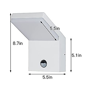 Outdoor Light Fixture with Motion Sensor LED Modern White Porch Light for Patio Garage Garden Doorway,IP54 Waterproof 100-240V 3000K