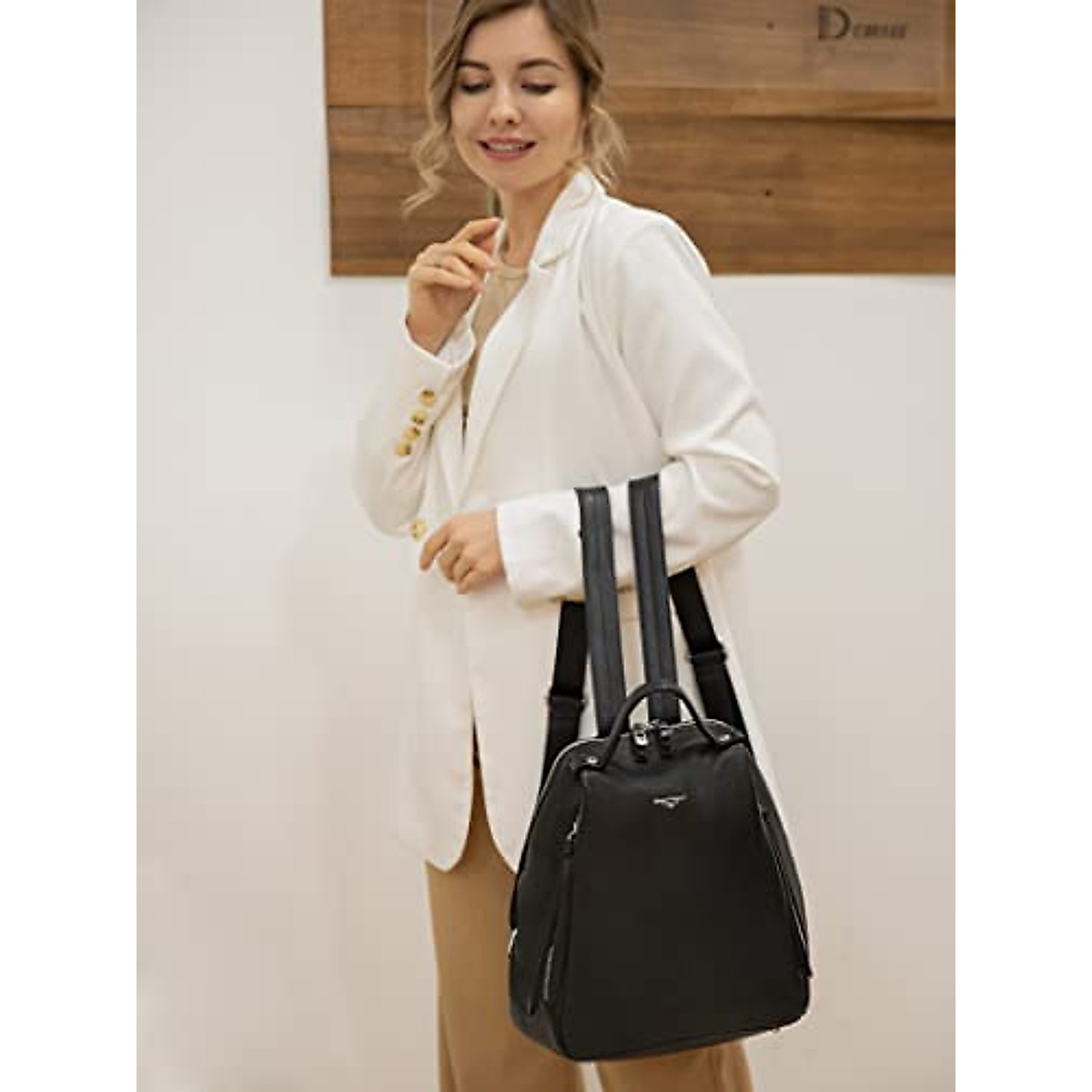 Giorgio Ferretti Soft Genuine Leather Italian Backpack for Women Small Real Leather Backpack Purse