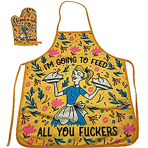 Crazy Dog T-Shirts I'm Going to Feed All You Fuckers Funny Cooking Food Graphic Kitchen Accessories (Oven Mitt + Apron)